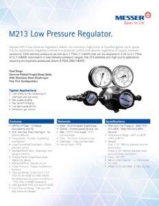 M213 Low Pressure regulator_datasheet – Messer Canada Inc.
